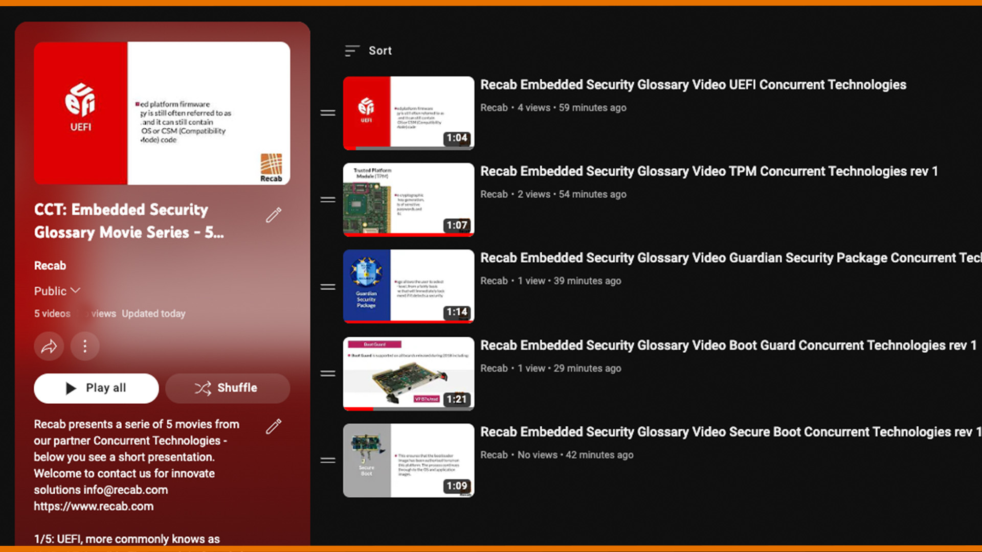Embedded Security – Serie of 5 movies - Recab